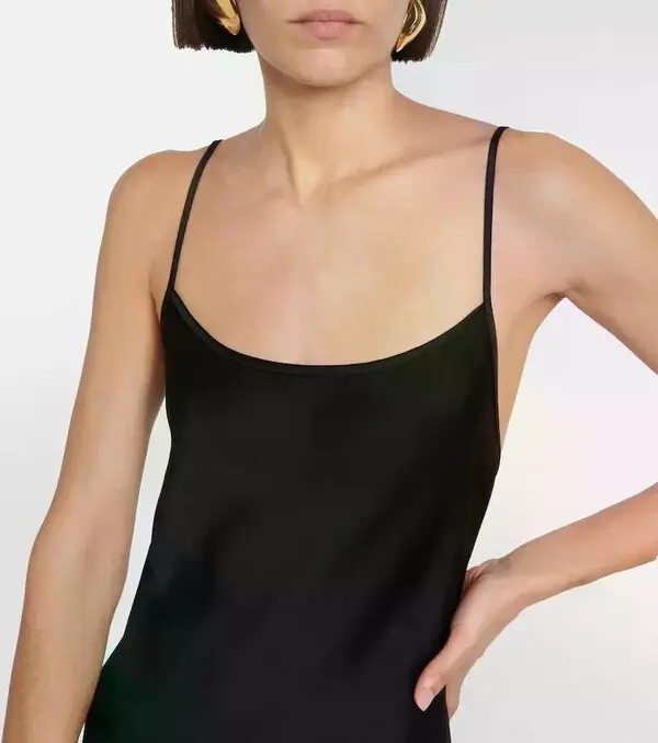 Victoria Beckham Satin Slip Maxi Dress - Black