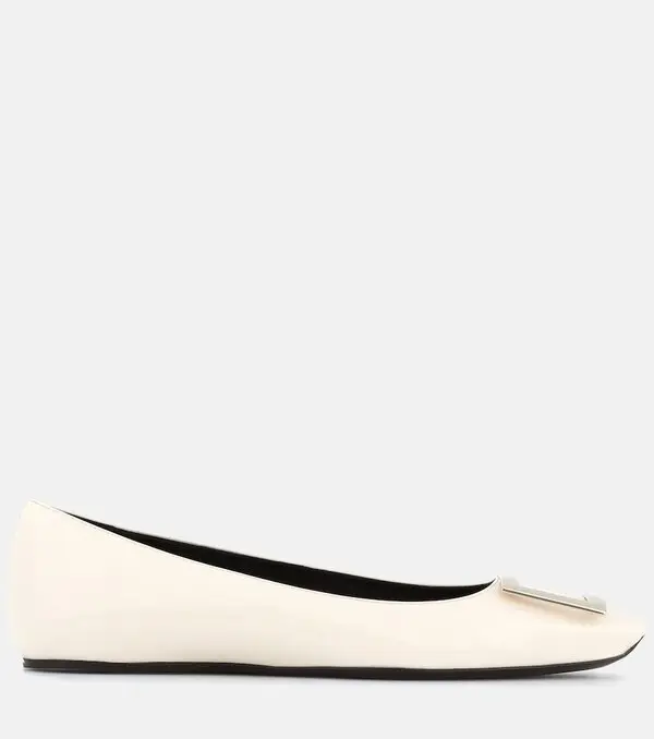 ROGER VIVIER Trompette Patent Leather Ballet Flats - White