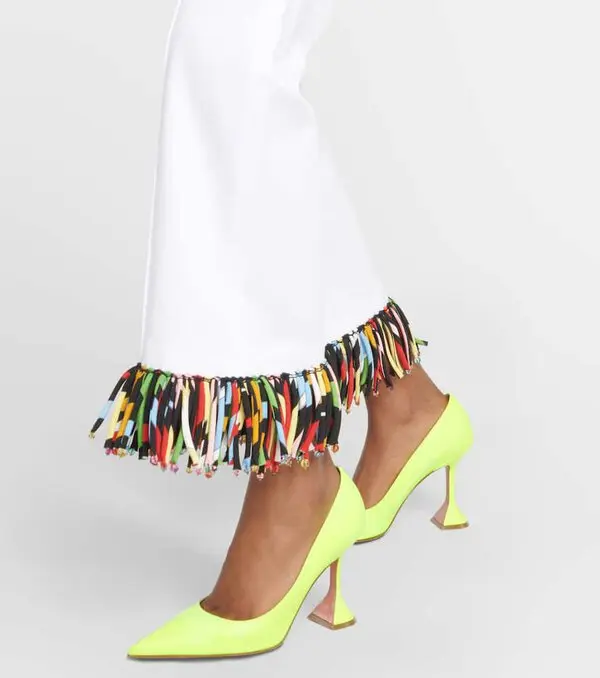 Amina Muaddi Ami Leather Pumps - Yellow