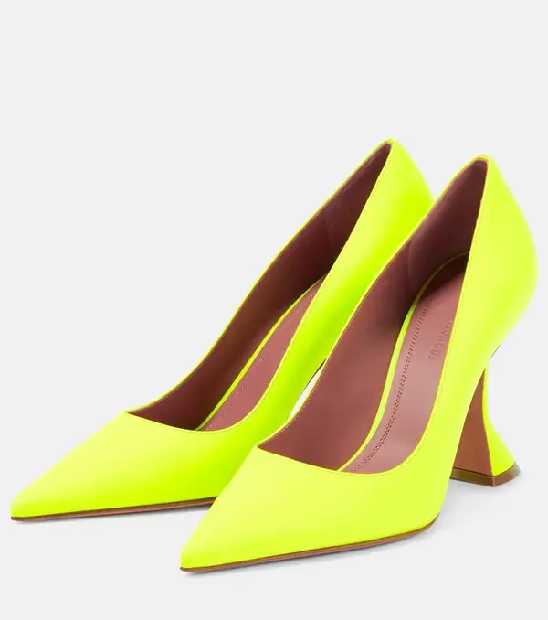 Amina Muaddi Ami Leather Pumps - Yellow