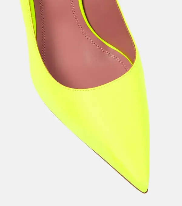 Amina Muaddi Ami Leather Pumps - Yellow