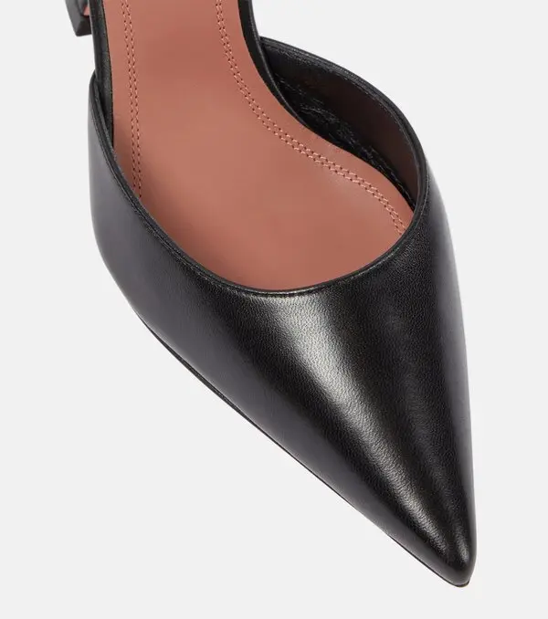 Amina Muaddi Holli Leather Slingback Pumps - Black