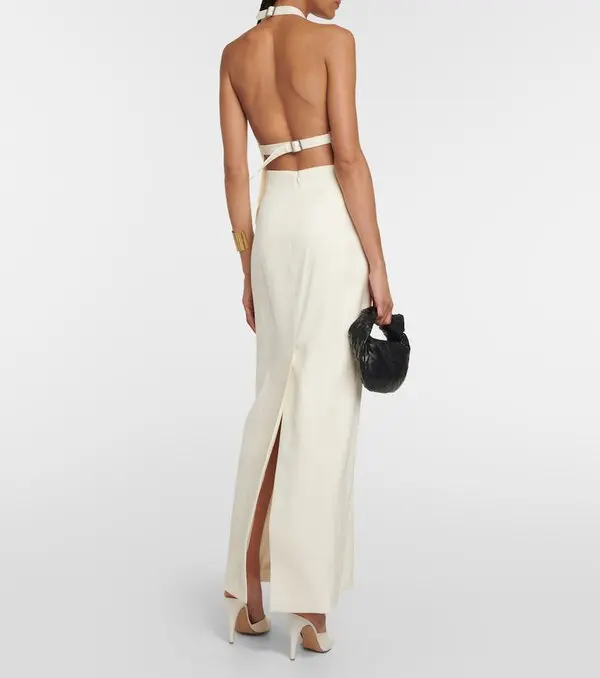 Wardrobe.NYC Halterneck Wool Top - White
