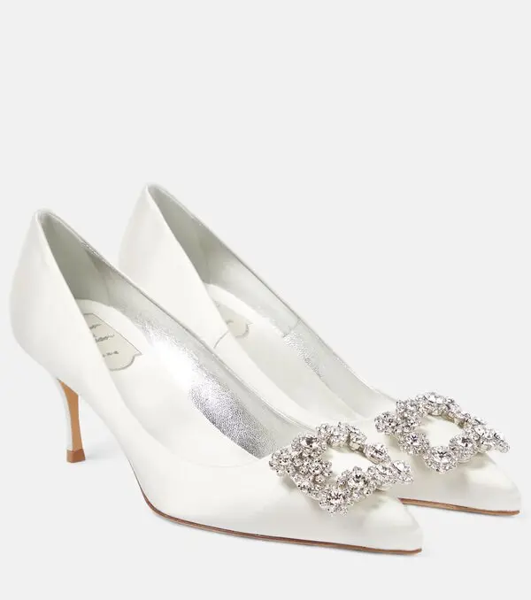 ROGER VIVIER Flower Strass Satin Pumps