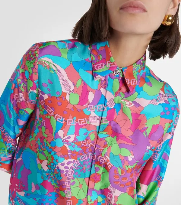 Versace X Dua Lipa Floral Summer Silk Twill Shirt