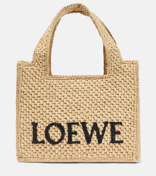 Loewe Logo Raffia Tote Bag - Beige