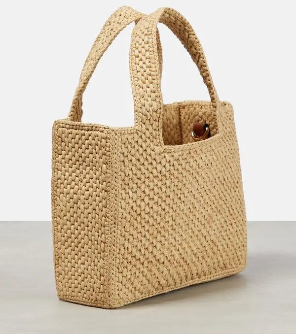 Loewe Logo Raffia Tote Bag - Beige