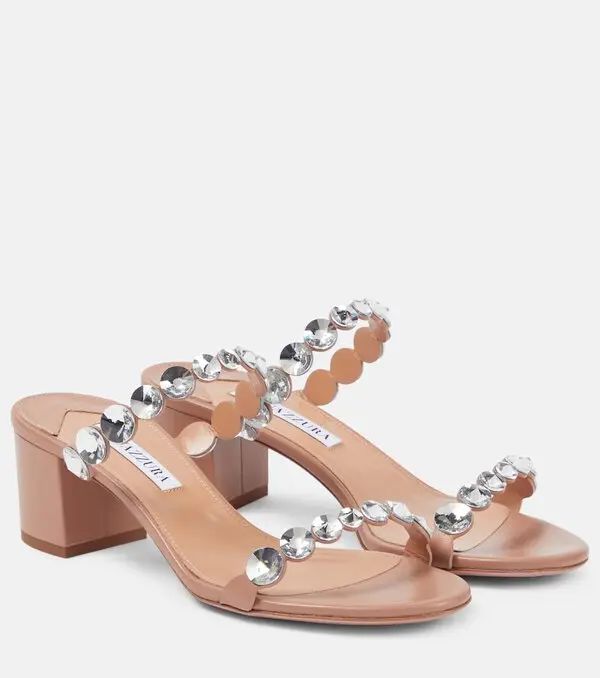 AQUAZZURA Embellished Leather Sandals
