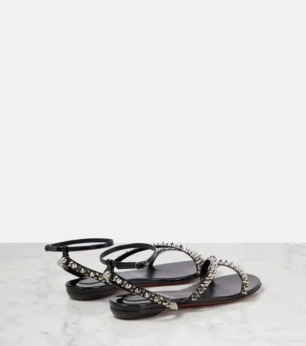 CHRISTIAN LOUBOUTIN Mafaldina Spikes Leather Sandals - Black