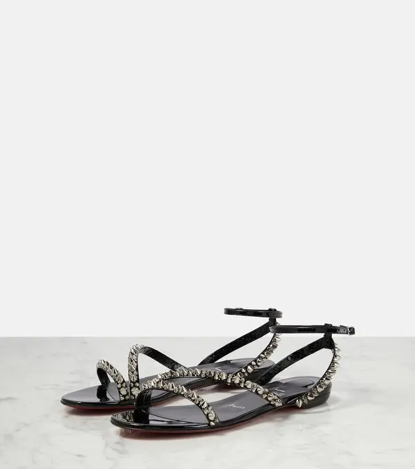 CHRISTIAN LOUBOUTIN Mafaldina Spikes Leather Sandals - Black