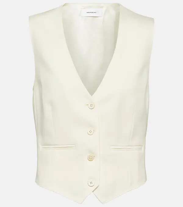 Wardrobe.NYC Cropped Wool Vest - White