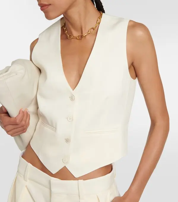 Wardrobe.NYC Cropped Wool Vest - White