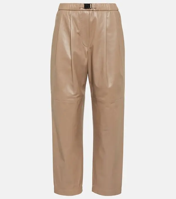 Brunello Cucinelli Mid-rise Leather Pants - Pink
