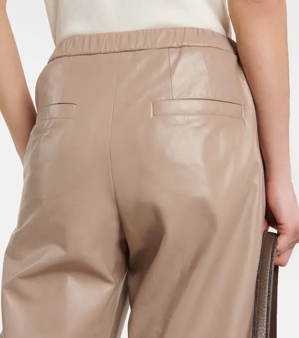Brunello Cucinelli Mid-rise Leather Pants - Pink