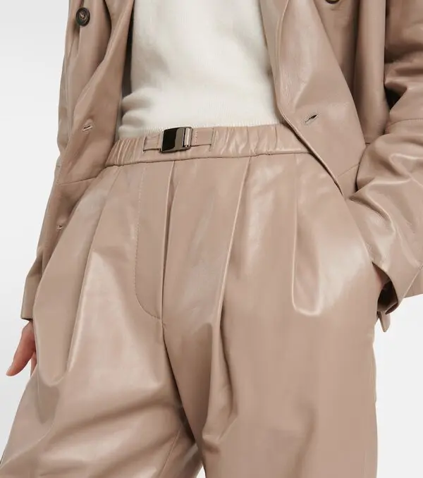 Brunello Cucinelli Mid-rise Leather Pants - Pink