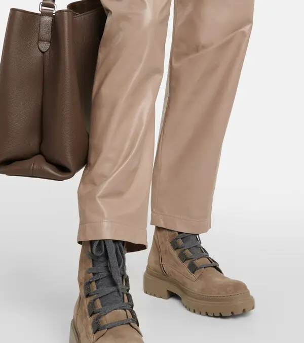 Brunello Cucinelli Mid-rise Leather Pants - Pink