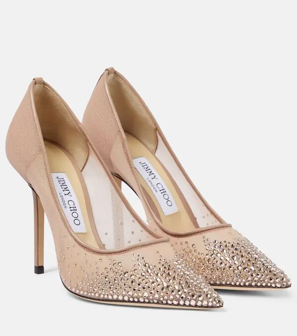 JIMMY CHOO Love 100 Crystal-embellished Pumps