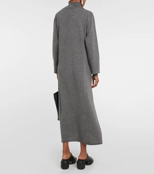 JIL SANDER Cashmere Turtleneck Midi Dress - Grey
