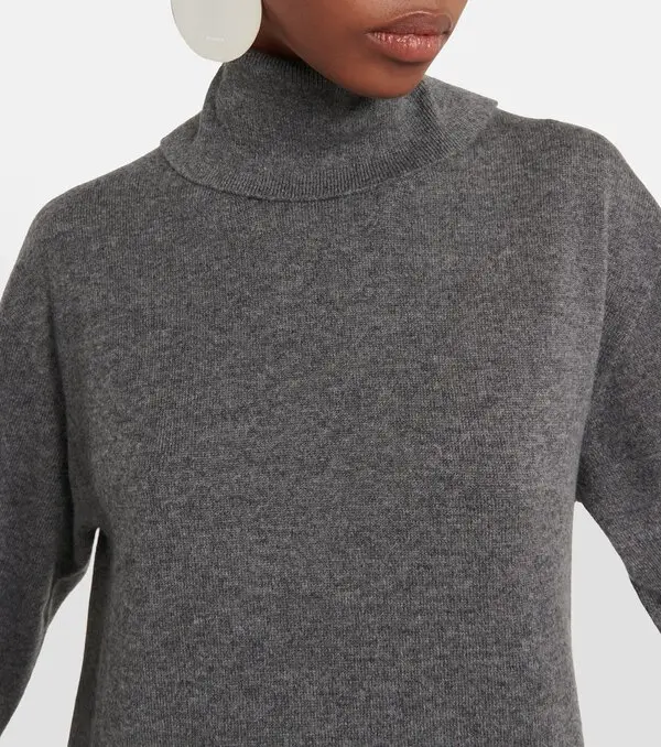 JIL SANDER Cashmere Turtleneck Midi Dress - Grey
