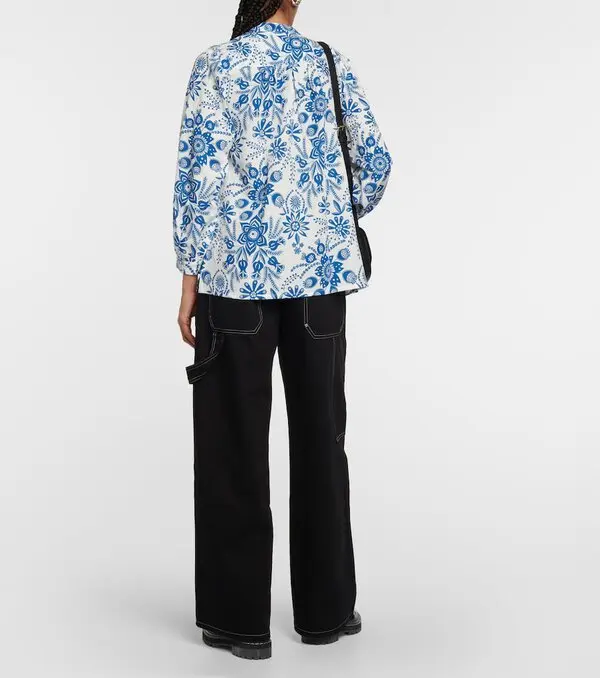 A.p.c. Aubrey Floral Linen-blend Blouse
