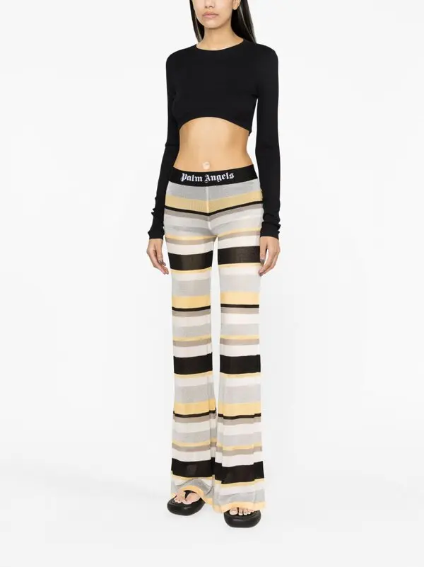 Palm Angels Fine-ribbed Cropped Long-sleeve Top