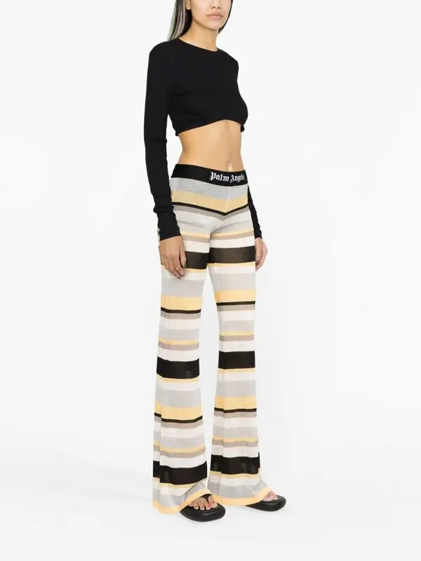 Palm Angels Fine-ribbed Cropped Long-sleeve Top