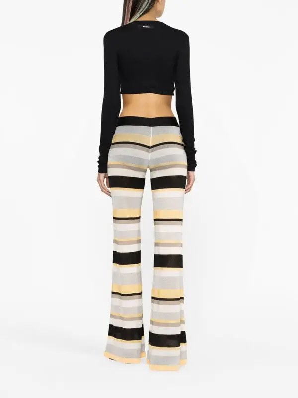 Palm Angels Fine-ribbed Cropped Long-sleeve Top