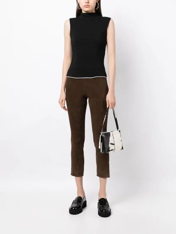 Vince Cropped Suede Trousers - Brown