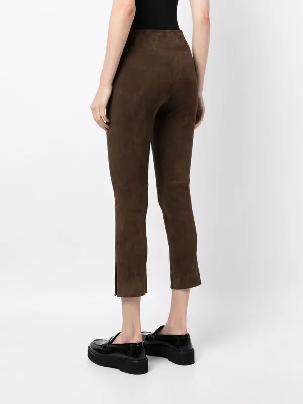 Vince Cropped Suede Trousers - Brown