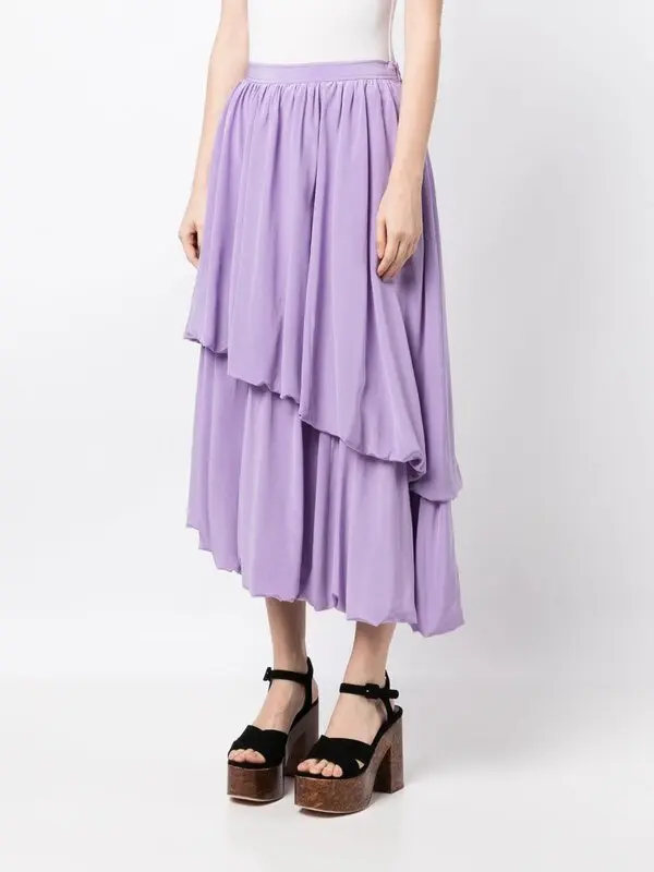 Ulla Johnson Layered Ruched Silk Skirt
