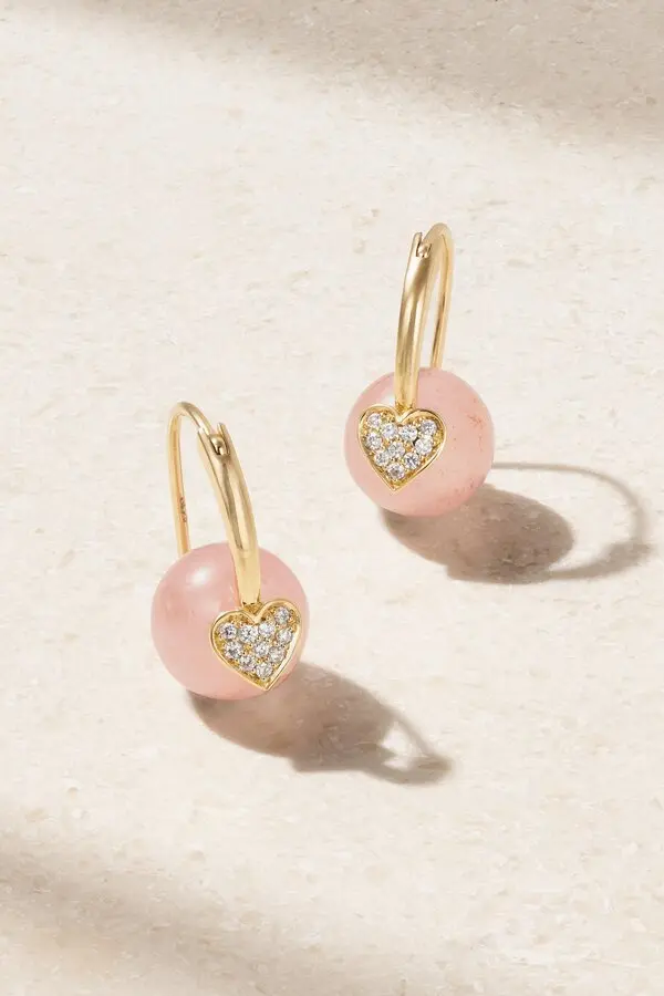 SYDNEY EVAN Heart 14-karat Morganite And Diamond Earrings - Gold