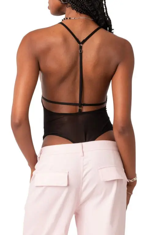 EDIKTED Alva Sheer Mesh Panel Bodysuit
