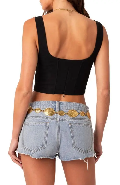 EDIKTED Genevive Tie Strap Corset Crop Top