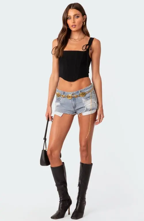 EDIKTED Genevive Tie Strap Corset Crop Top