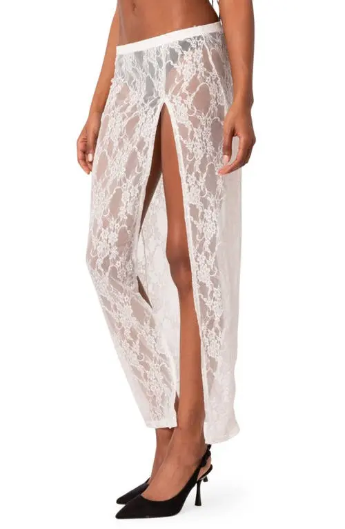 EDIKTED Aura Low Rise Lace Maxi Skirt