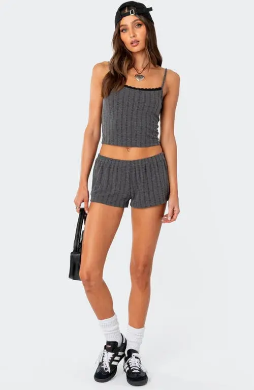 EDIKTED Irene Pointelle Crop Camisole - Gray