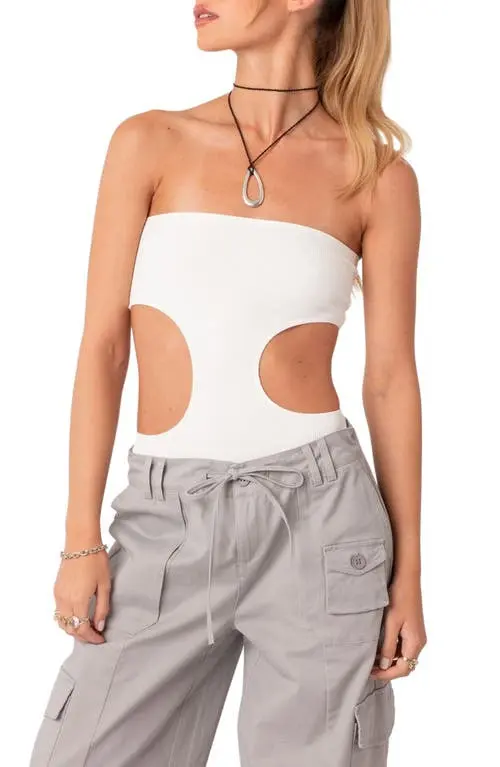 EDIKTED Vivie Cutout Bodysuit - White