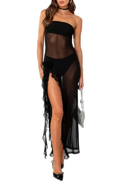 EDIKTED Suri Sheer Mesh Maxi Dress