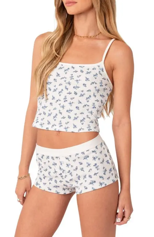 EDIKTED Pamper Floral Waffle Crop Camisole