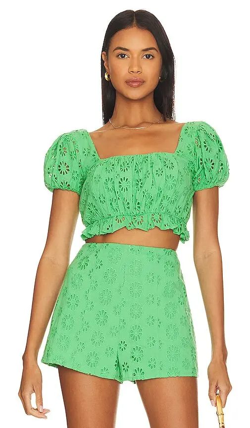 LOVERS AND FRIENDS Leah Eyelet Top - Green