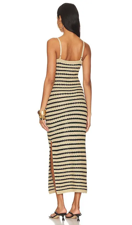 knee length dresses for ladies Elora Ribbed Midi Dress in Noir Black main image 0