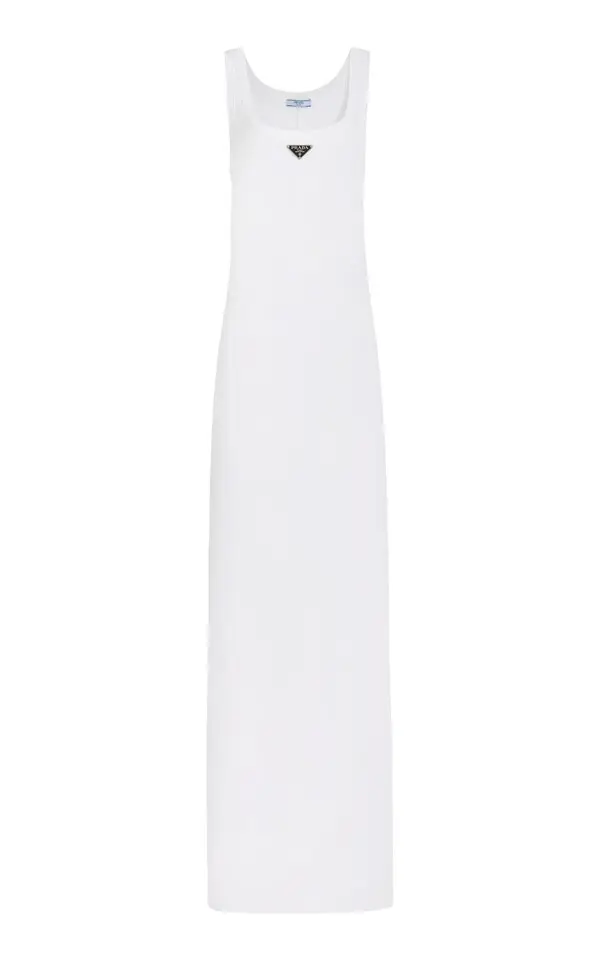 Prada Jersey Maxi Tank Dress It 40 - White | Editorialist