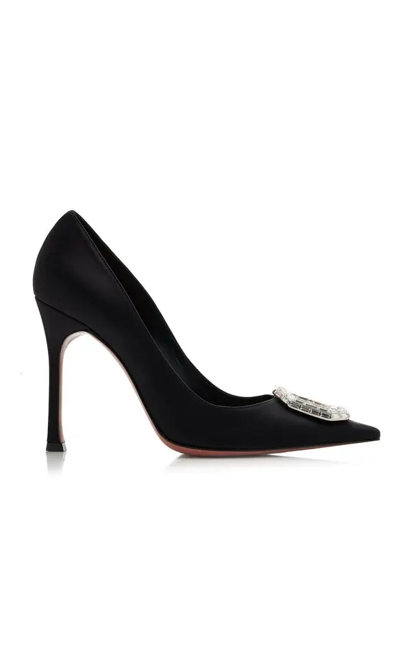 Amina Muaddi Camelia Satin Pumps - Black