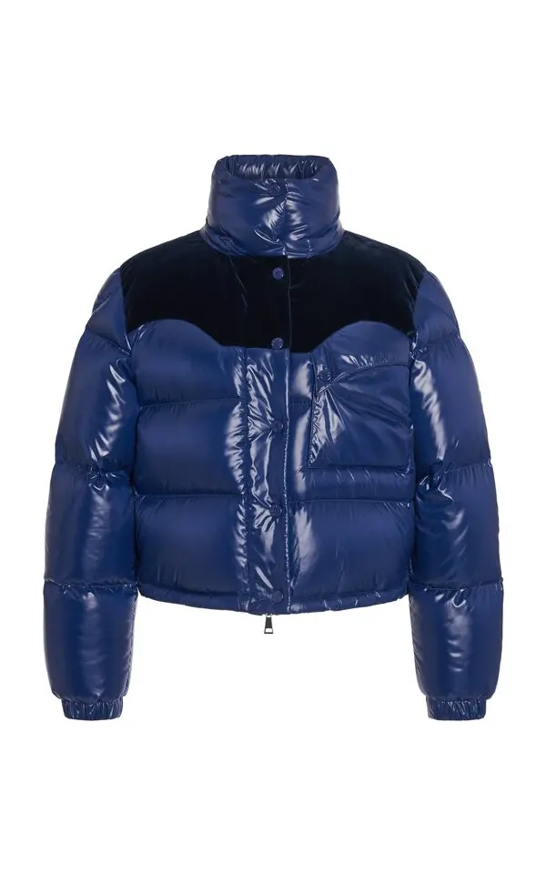 Moncler Narmada Velvet-Trimmed Nylon Down Jacket - Navy | Editorialist