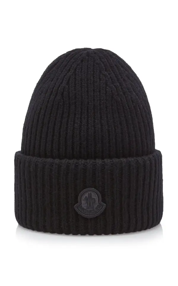 Moncler Ribbed-knit Beanie - Black