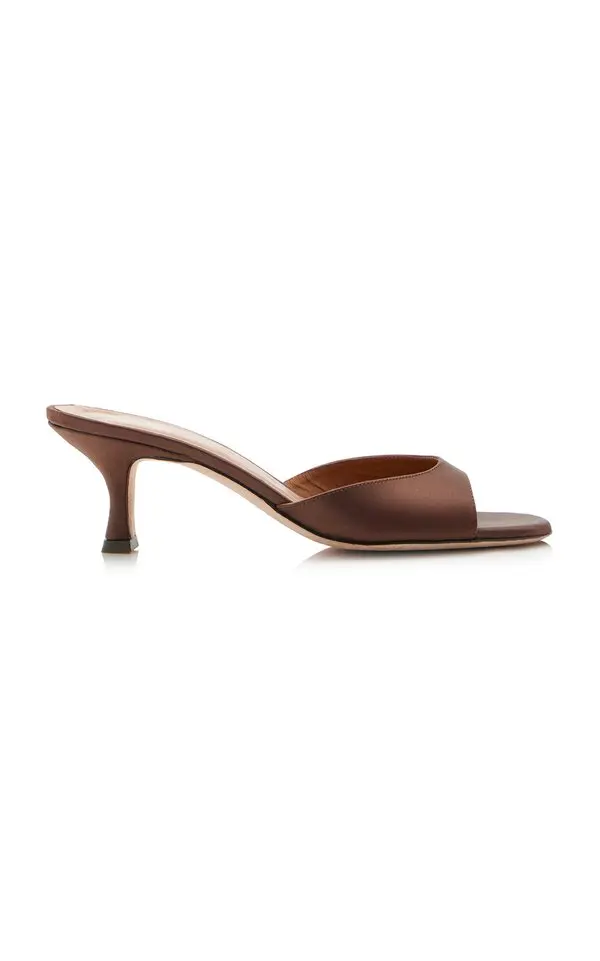 Staud Brigitte Satin Mules - Brown