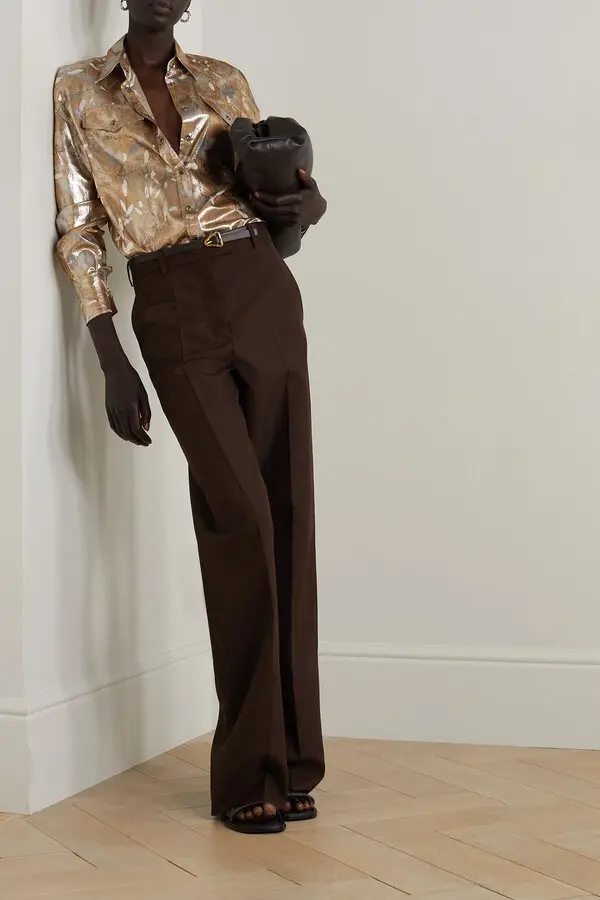 Brunello Cucinelli Printed Silk-blend Shirt - Metallic