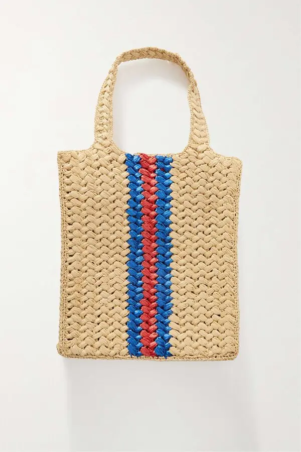 Gucci Embellished Leather-trimmed Crocheted Raffia Tote