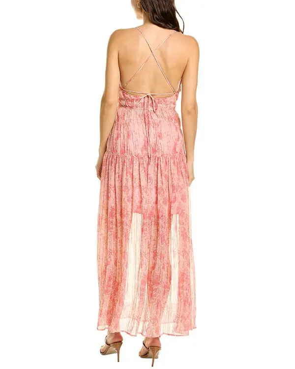 chinese dress ladies Adamaris Floral Halter Tiered Ruffle Maxi Dress