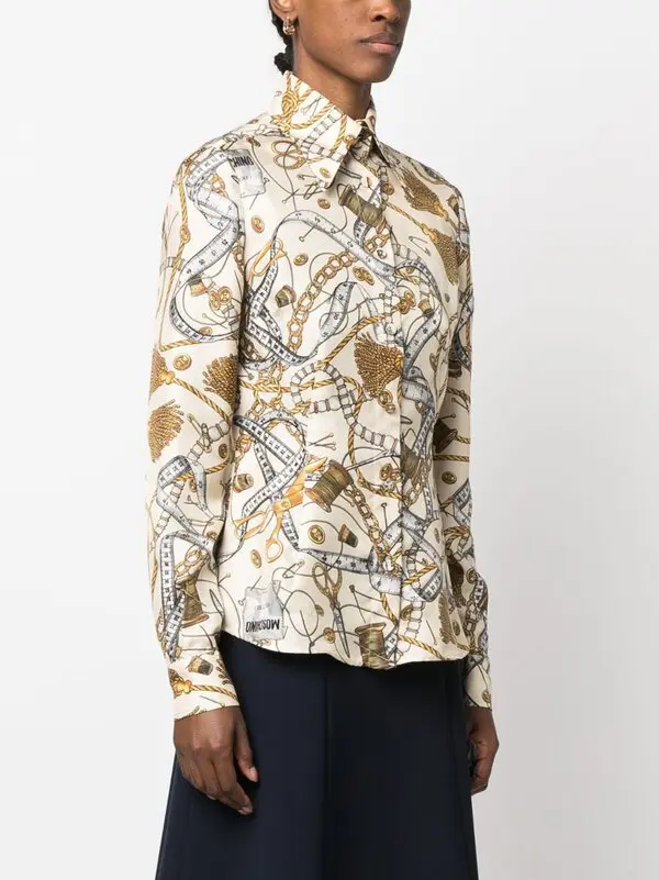 Moschino Bridle-print Silk Shirt